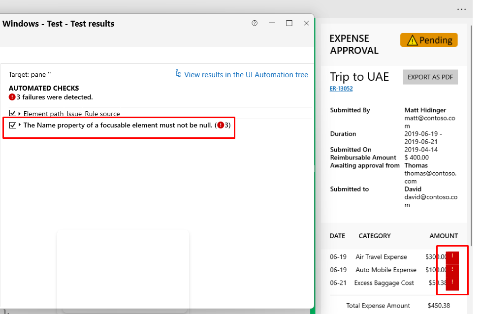 [Programmatic access - Adaptive Cards - ExpenseReport.JSON] The name property of focusable ...