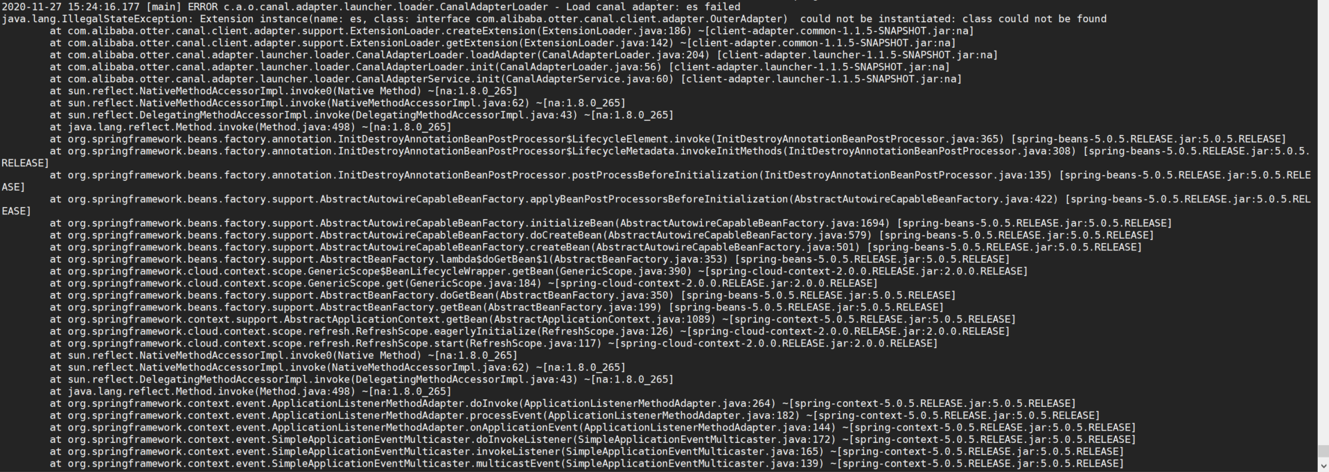 canal同步数据到es7,运行adapter报错 · Issue #3210 · alibaba/canal · GitHub
