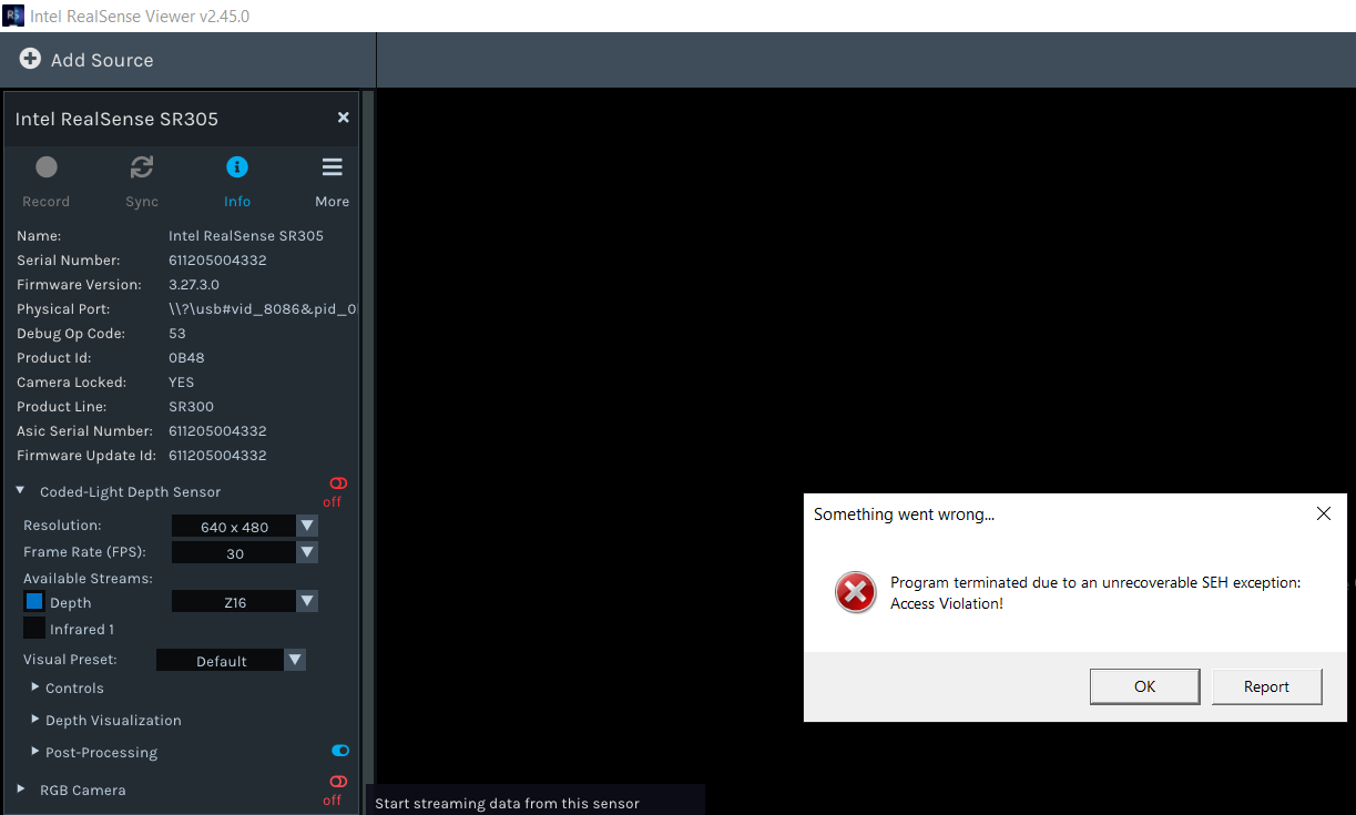 Not work depth sensor without RGB camera, creative blaster X (SR300) · Issue #9122 ...