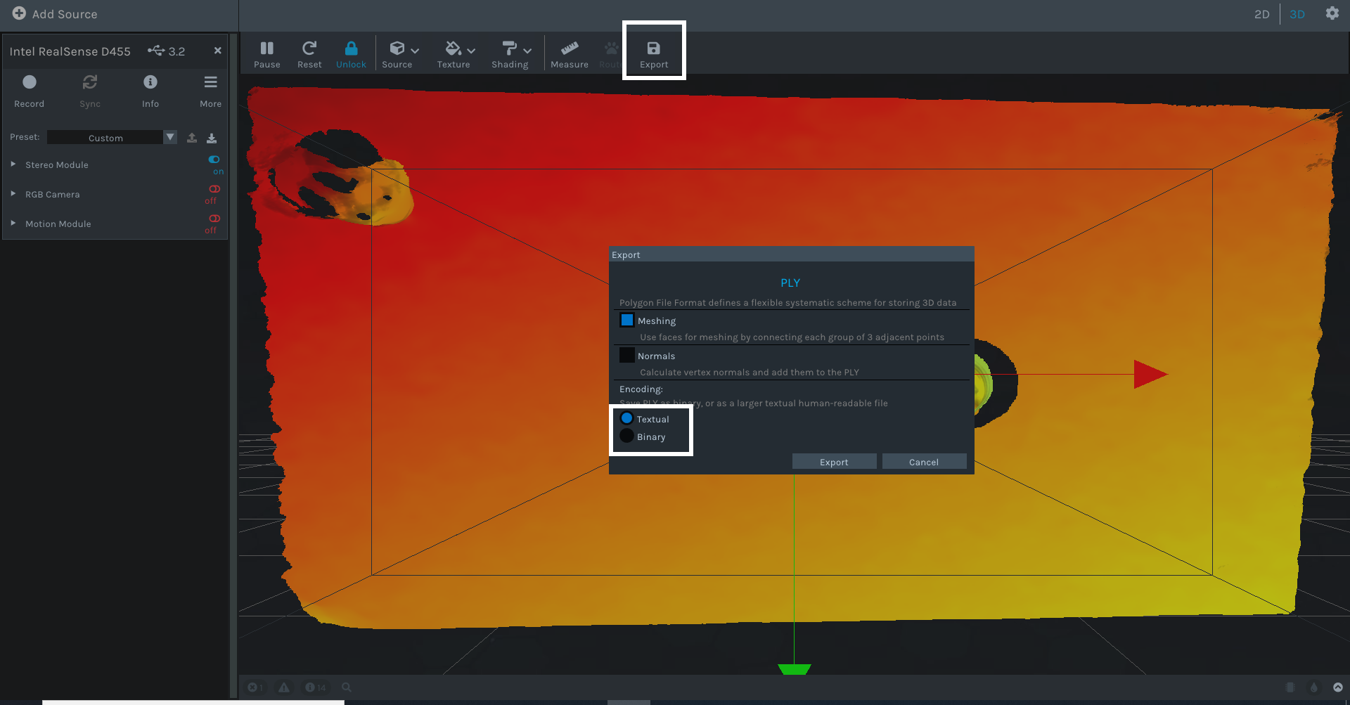 How export ply as ASCII format in C#? · Issue #10711 · IntelRealSense/librealsense · GitHub