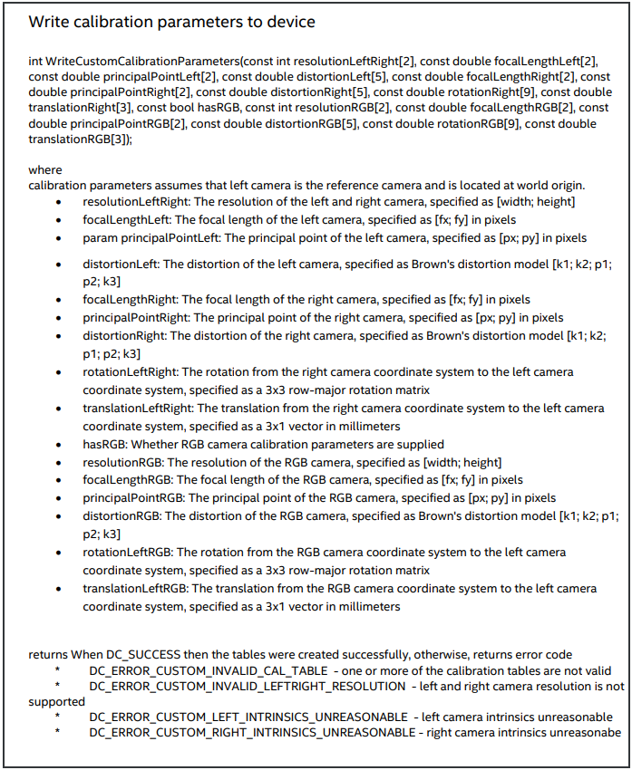 Calibration table format conversion between self calibration and custom calibration functions ...