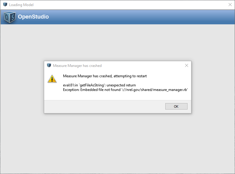 Measure Manager restart loop when opening network osms · Issue #3022 · NREL/OpenStudio · GitHub