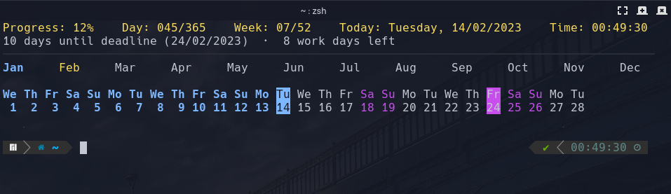 GitHub - jazz-it/dline: Calendar in bash that displays a deadline and ...
