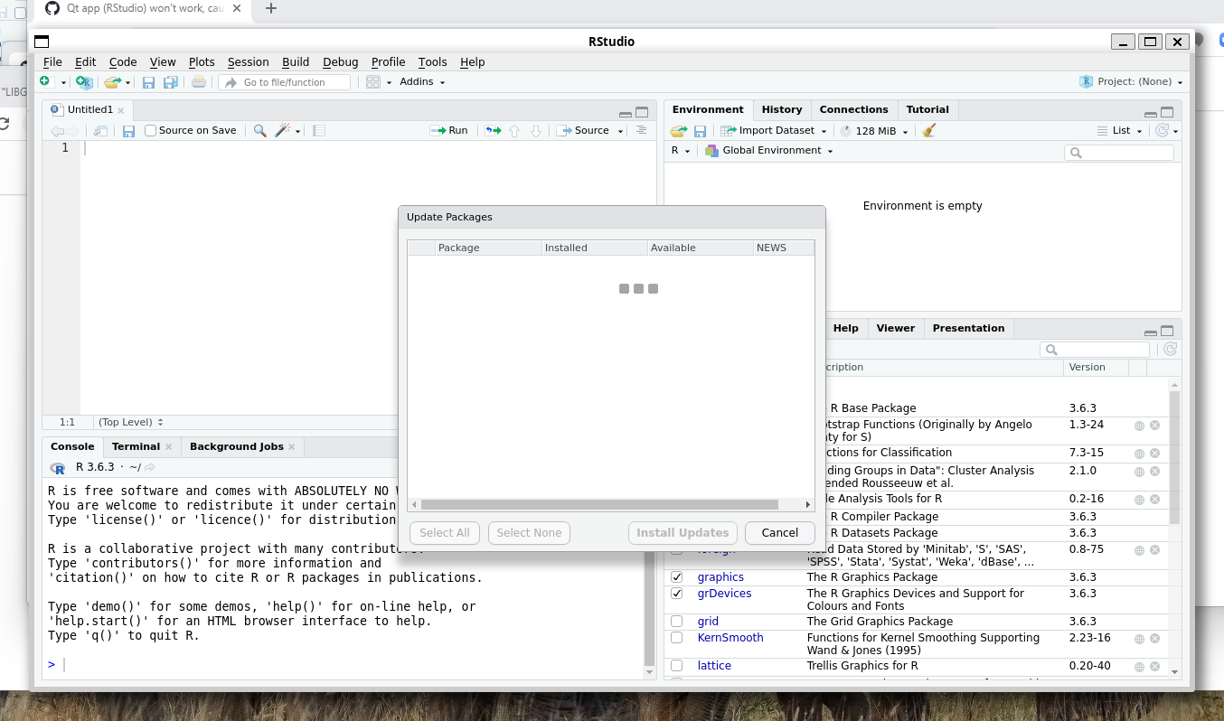 Qt app (RStudio) won't work, causes unusable display, and requires reboot to resolve · Issue ...