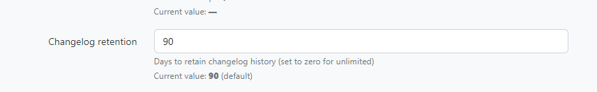 Changelog retention defaults to 90 days after upgrade, all prior changelogs are lost. · Issue ...