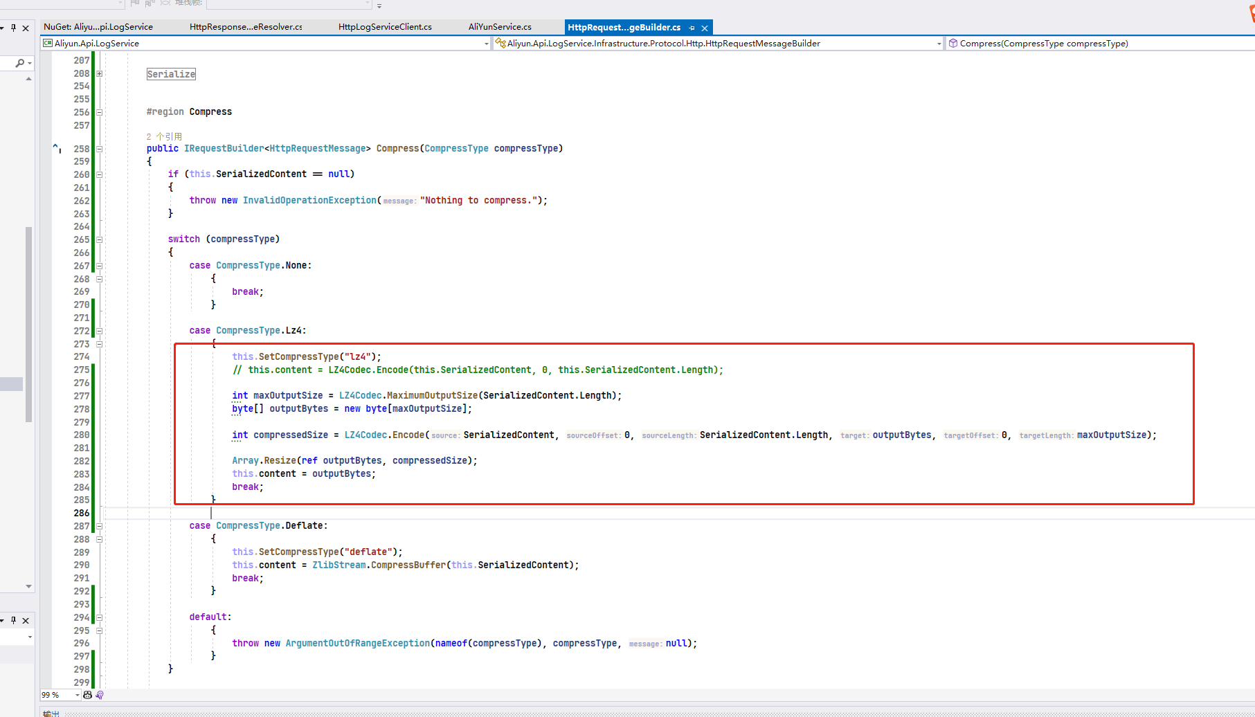 我在net 4 8 中使用 Aliyun Api Logservice 报 未能加载文件或程序集“lz4 Version 1 0 0 0 Culture Neutral