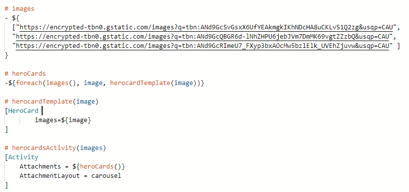 Creating hero card dynamically and showing it as carousel using Composer · Issue #3674 ...