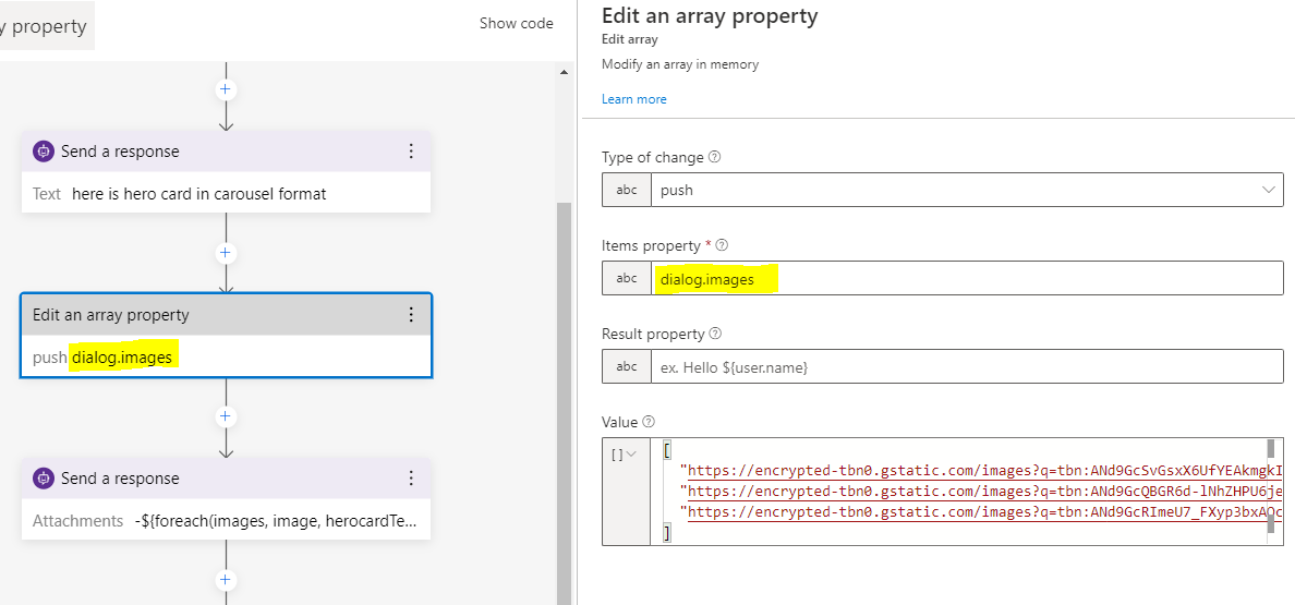 Creating hero card dynamically and showing it as carousel using Composer · Issue #3674 ...