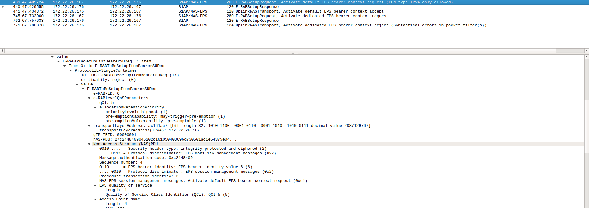 Semantic error from UE on modify bearer · Issue #447 · open5gs/open5gs ...
