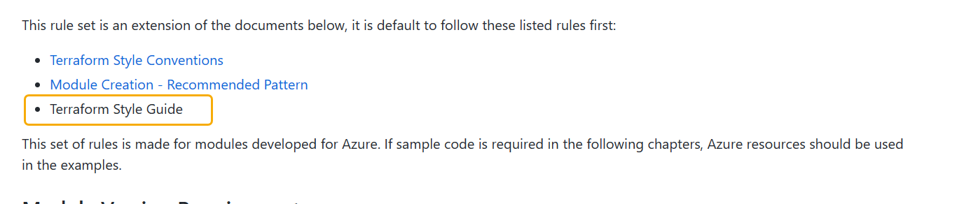 Bug Missing Link To Terraform Style Guide In Codex · Issue 19 · Azureterraform Azure