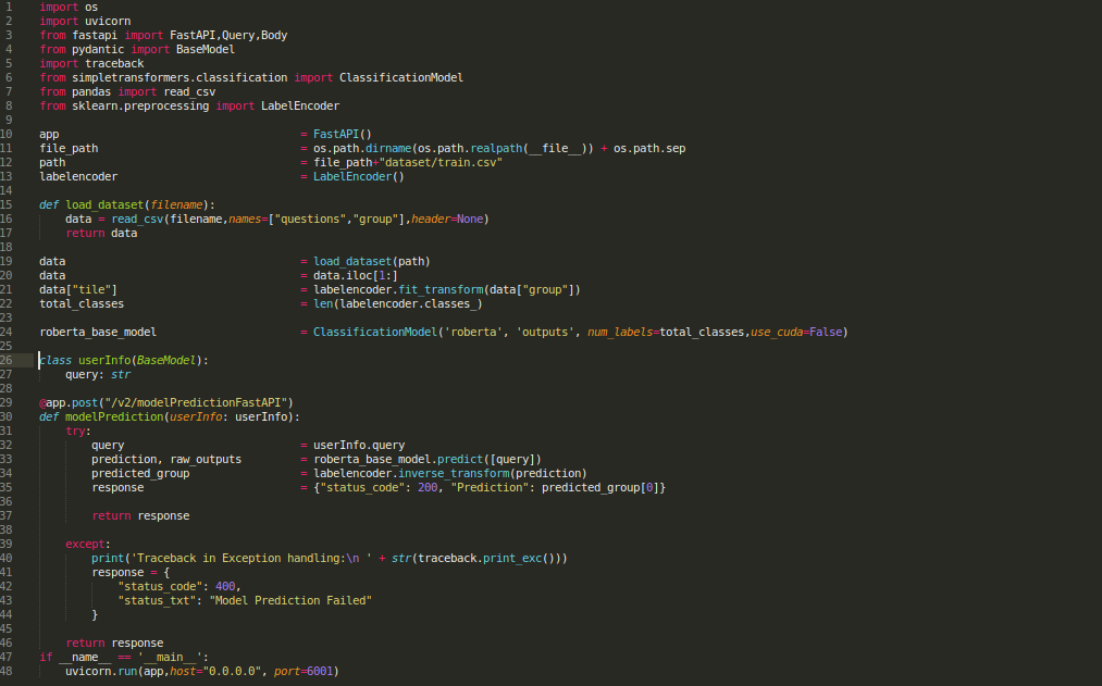 Uvicron restapi with FastAPI shows shutting down while inferencing ...