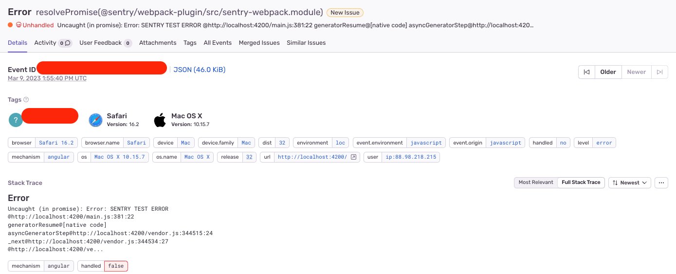 Stacktrace of capacitor-wrapped angular-ivy Sentry on WKWebView ...