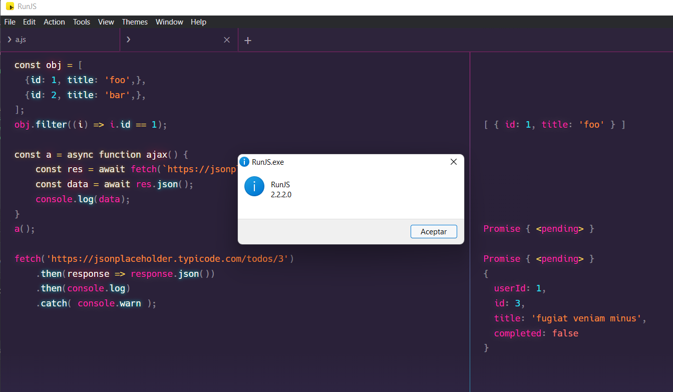 Promises are not resolved · Issue #380 · lukehaas/RunJS · GitHub