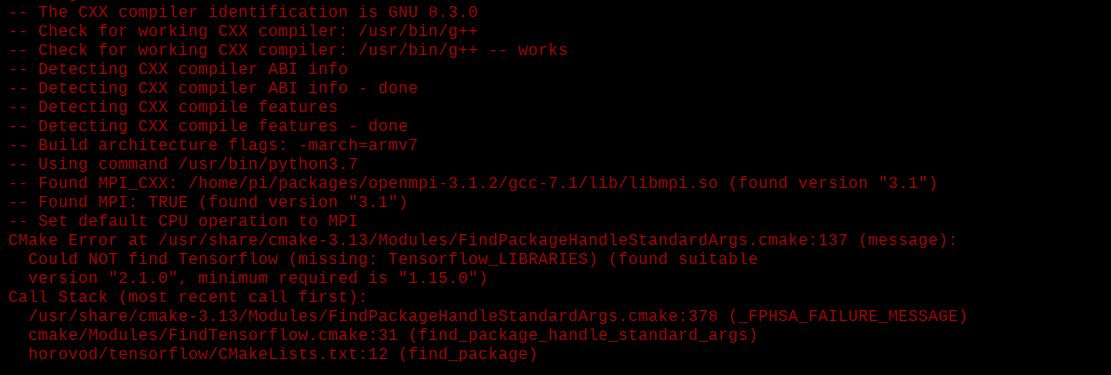 Could NOT find Tensorflow (missing: Tensorflow_LIBRARIES) (found suitable version "2.1.0 ...