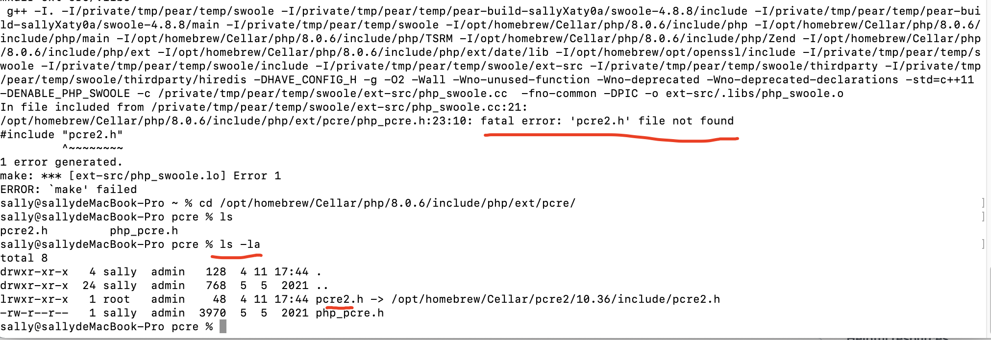 pecl install swoole fatal error: 'pcre2.h' file not found · Issue #4684 · swoole/swoole-src · GitHub