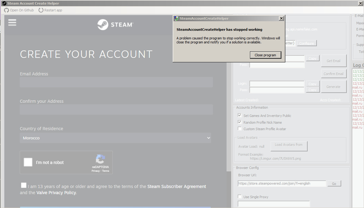 interface · Issue #2 · Cappi1998/SteamAccountCreateHelper · GitHub