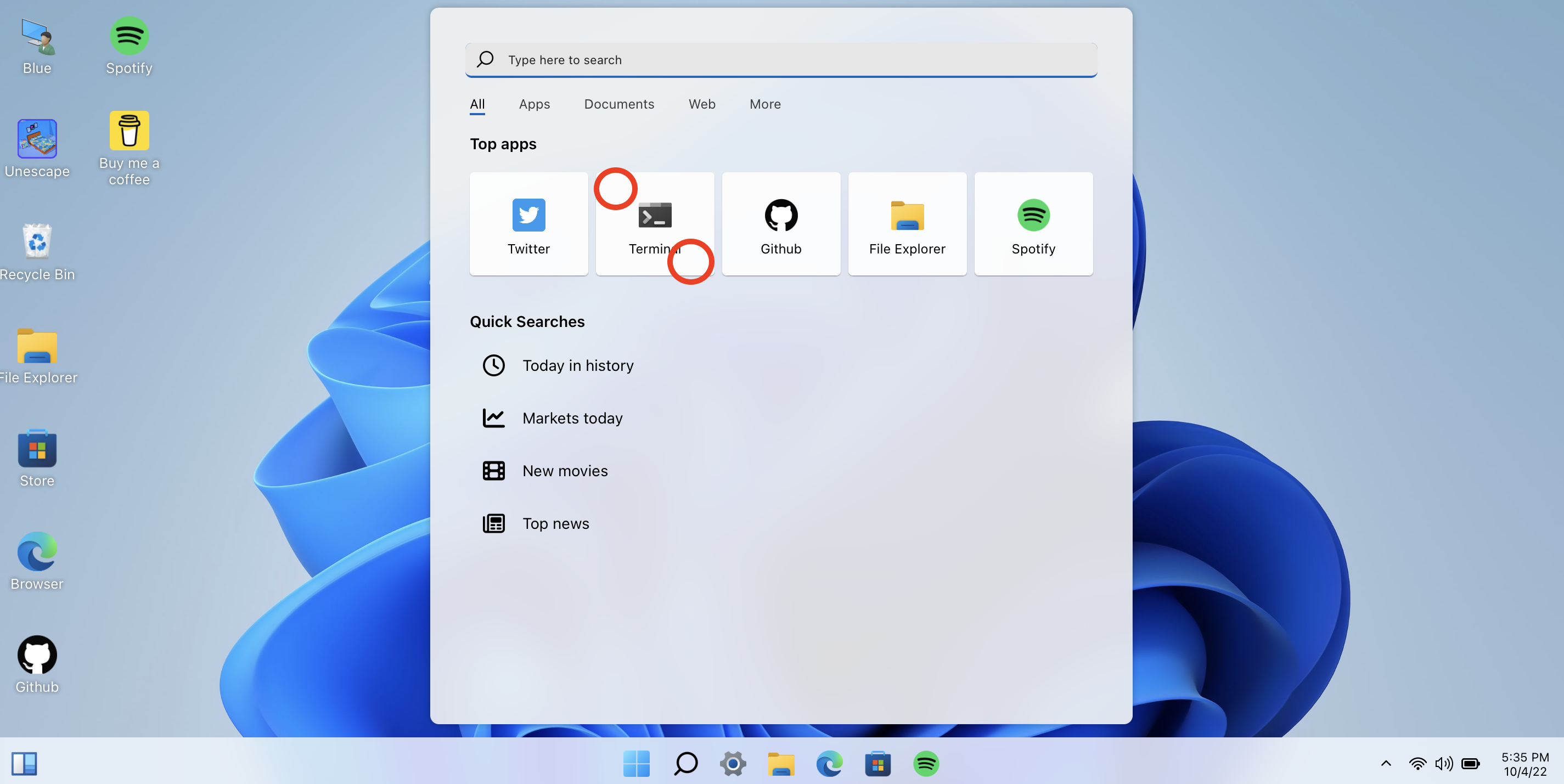 Let's improve the items in Search tab · Issue #664 · blueedgetechno/win11React · GitHub