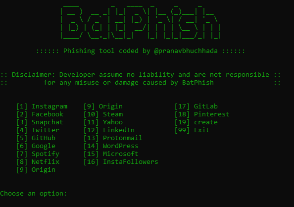 GitHub - pranavbhuchhada/batphish: Phishing Tool for Instagram ...