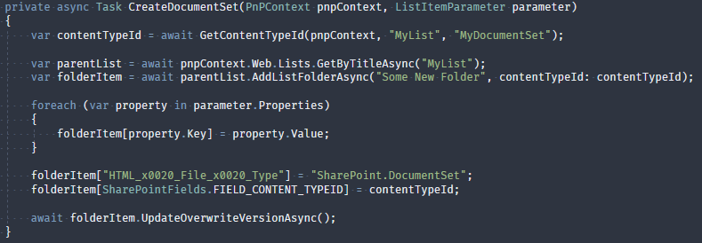 Setting field properties on a new DocumentSet folder not working · pnp pnpcore · Discussion #977 ...