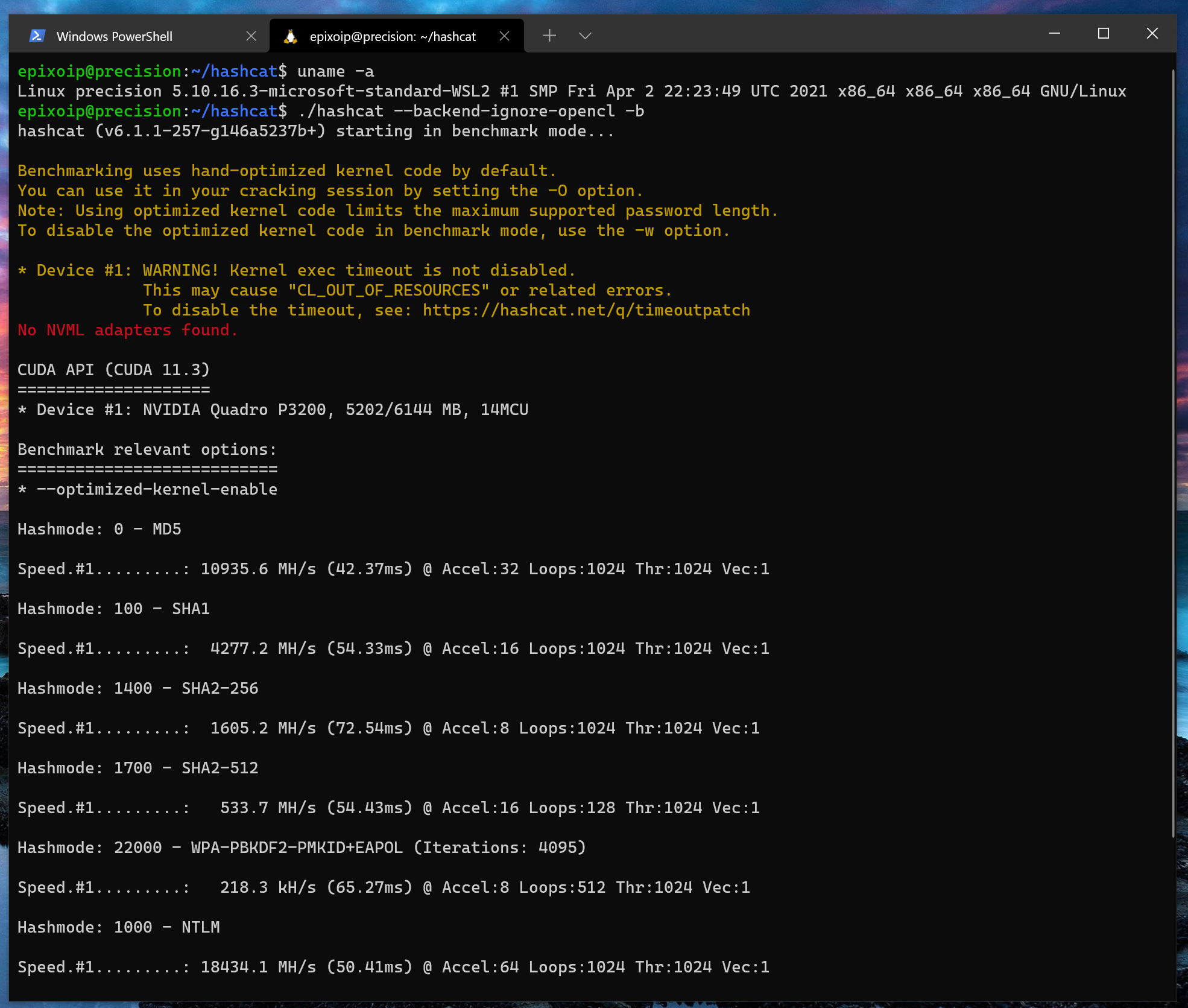 Workaround for NVML and WSL2 shim by epixoip · Pull Request #2773 · hashcat/hashcat · GitHub