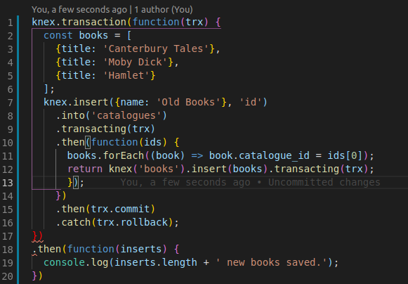 Typo In Transactions Block · Issue 5883 · Knex Knex · Github