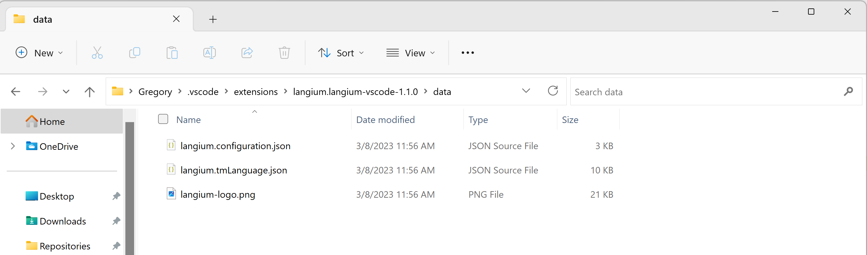 langium-config-schema.json is missing in ./data folder of installed langium-vscode extension ...