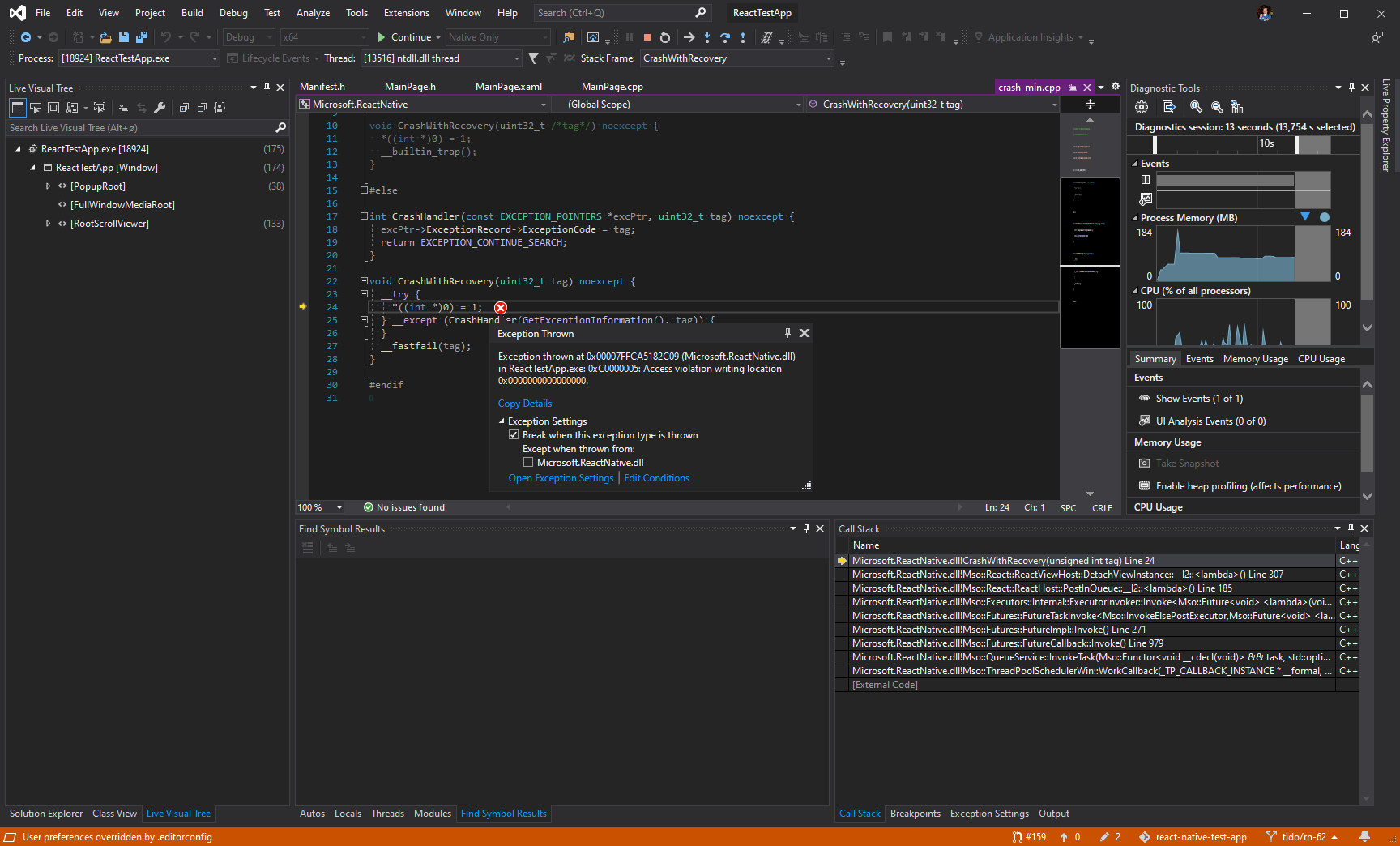 Crash When Unsetting The Component Name In Reactrootview · Issue 5676 · Microsoft React Native