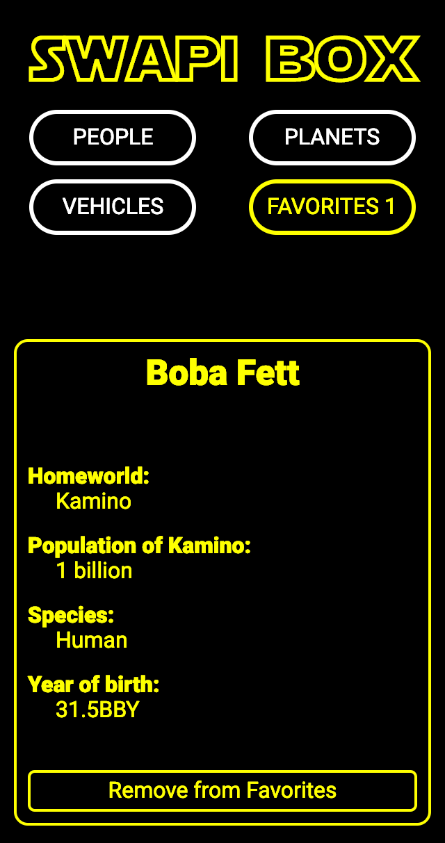 GitHub - dForDeveloper/swapi-box: An app that displays Star Wars data ...