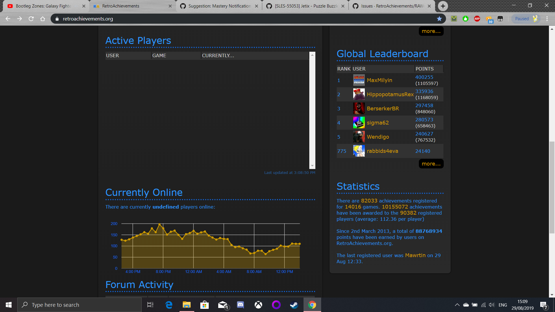 Active Players is not working · Issue #336 · RetroAchievements/RAWeb · GitHub