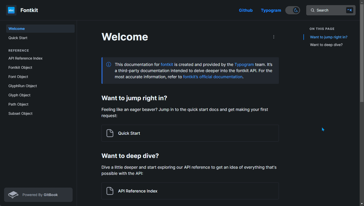 Showcase Fontkit Doc Site · Gitbookio · Discussion 322 · Github