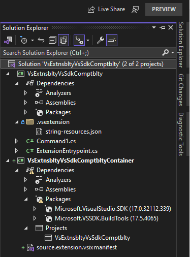 Getting the exception Could not load file or assembly 'ServiceHub.Host.Extensibility.Contracts ...