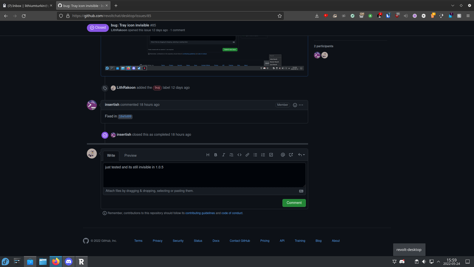 bug: Tray icon invisible · Issue #85 · revoltchat/desktop · GitHub