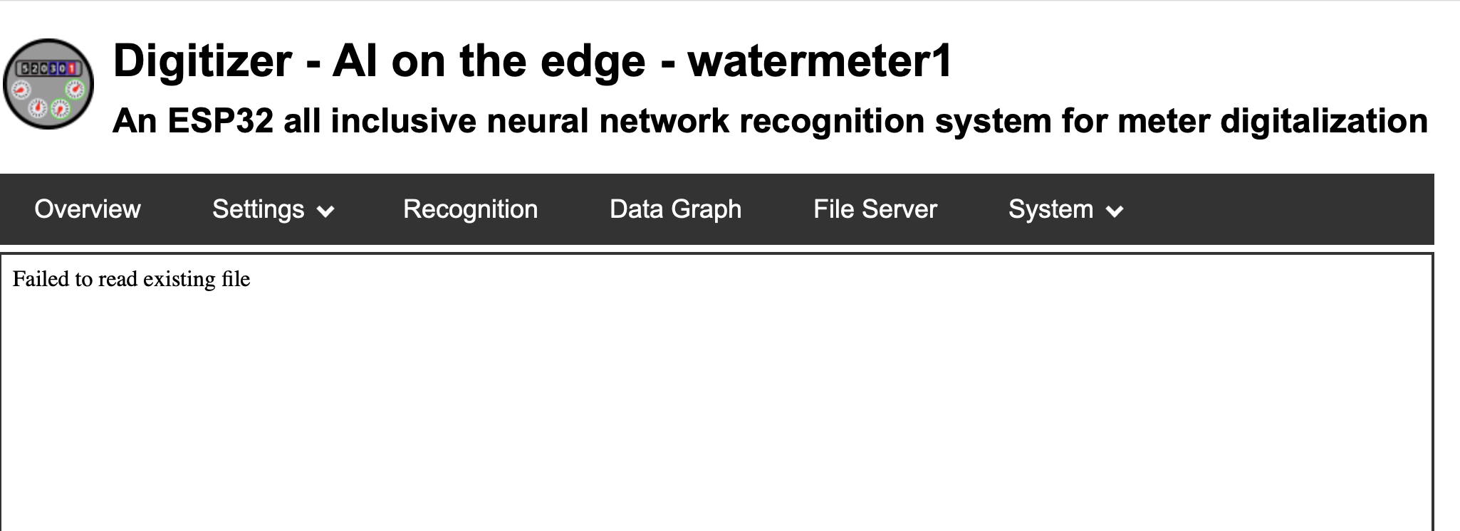 Failed to read existing file · Issue #1424 · jomjol/AI-on-the-edge-device · GitHub