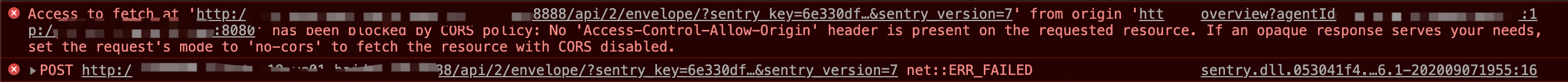 Self Hosted Sentry Report Error Occur Cors Error · Issue 666