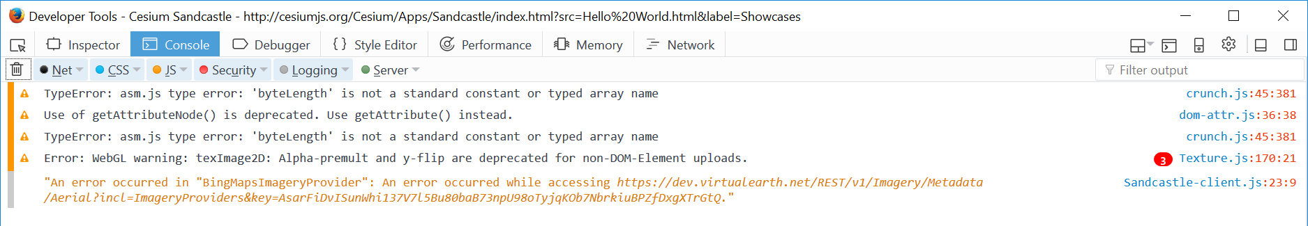 Sandcastle doesn't work in Firefox 54? · Issue #5521 · CesiumGS/cesium · GitHub