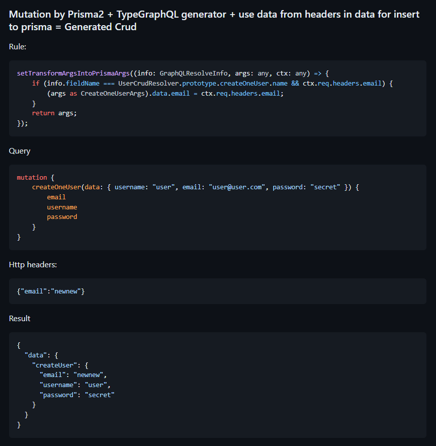 feat: append transformArgsIntoPrismaArgs and setTransformArgsIntoPrismaArgs for modify args ...