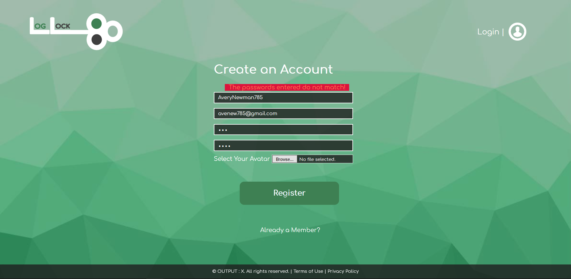 GitHub - LoweryCS/LogReg: Allows users to create an account and then log back into that account.