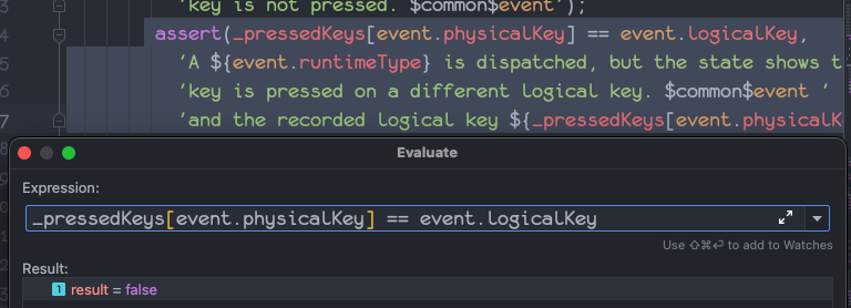 A keyUpEvent is dispatched, but the state shows that the physical key is pressed on a different ...