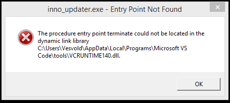 Inno_updater.exe -Entry Point Not Found · Issue #82645 · microsoft/vscode · GitHub