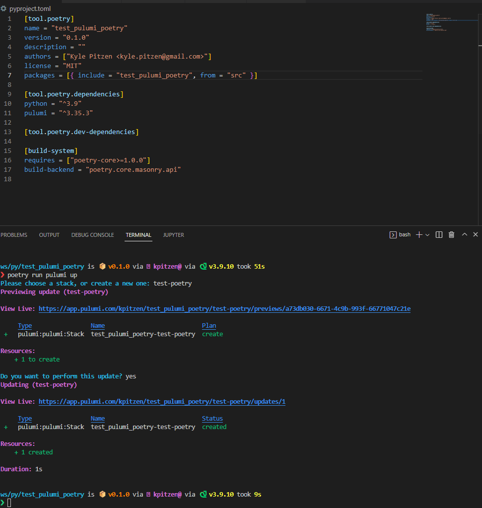 RFE: Support Poetry for a Python Project with a pyproject.toml · Issue #5352 · pulumi/pulumi ...
