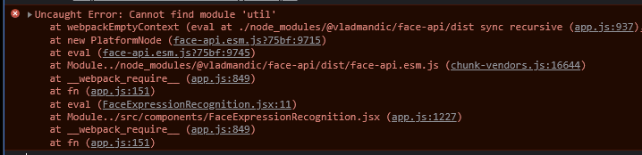 Cannot find module 'util' · Issue #86 · vladmandic/face-api · GitHub