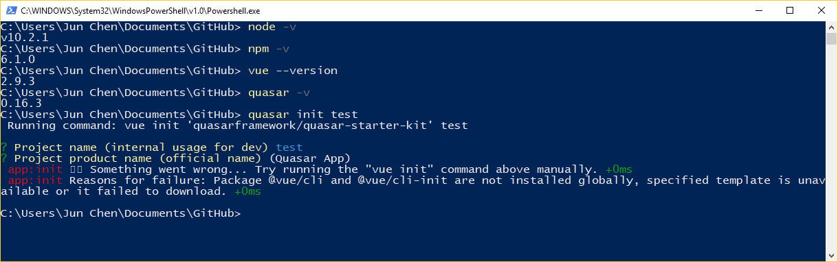 error when quasar init · Issue #2091 · quasarframework/quasar · GitHub