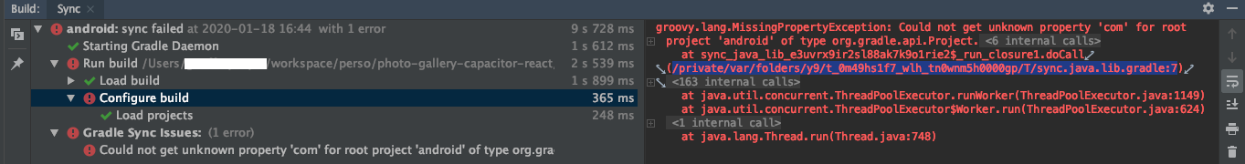 bug: Ionic/react tutorial application failed to be built in Android ...