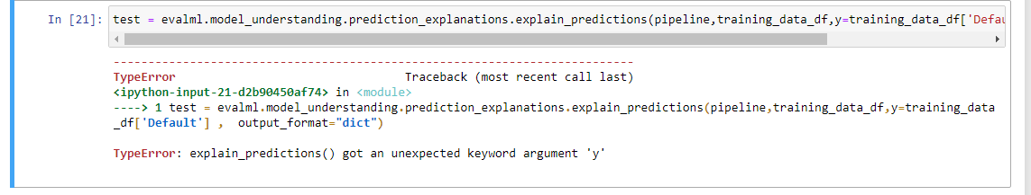 Unexpected Argument Y In Explain Predictions · Issue 3514 · Alteryxevalml · Github