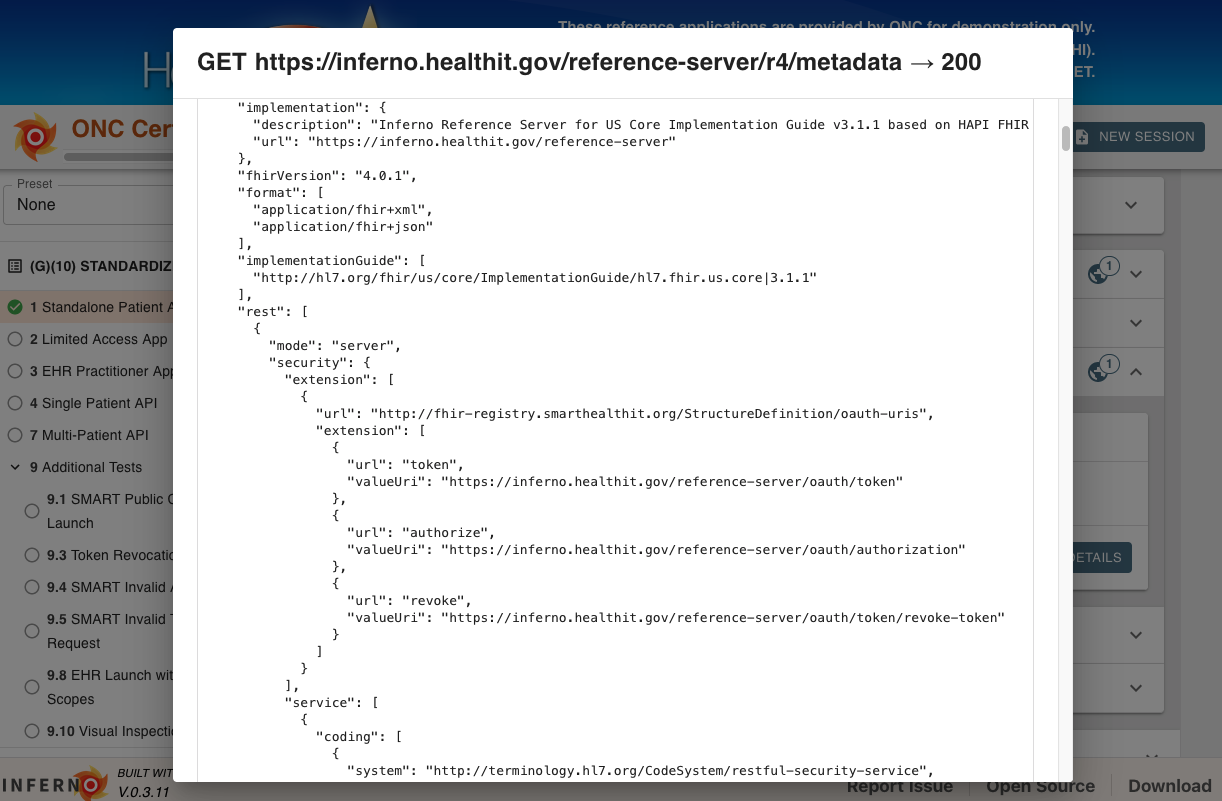 Getting No SMART extensions found in CapabilityStatement! · Issue #292 · onc-healthit/onc ...