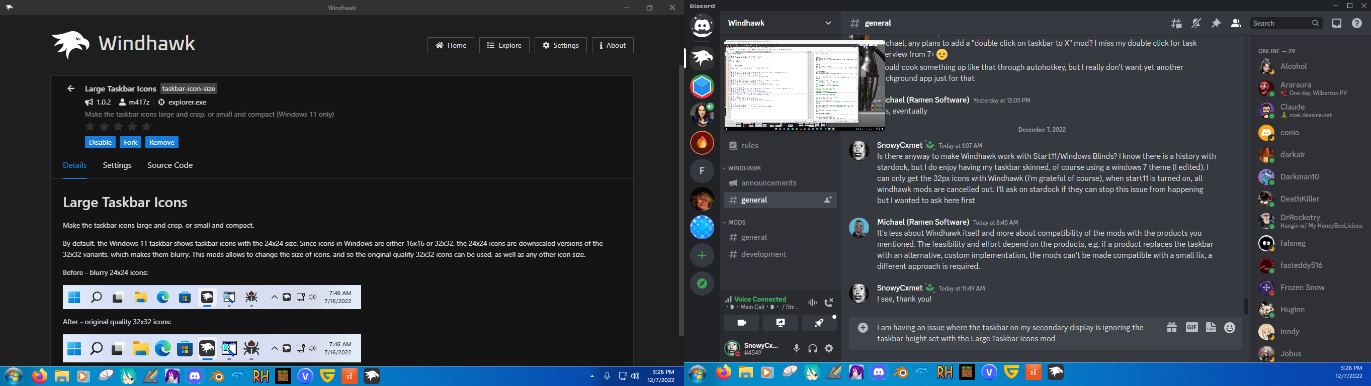[Large Taskbar Icons] Secondary taskbar height · Issue #68 · ramensoftware/windhawk-mods · GitHub