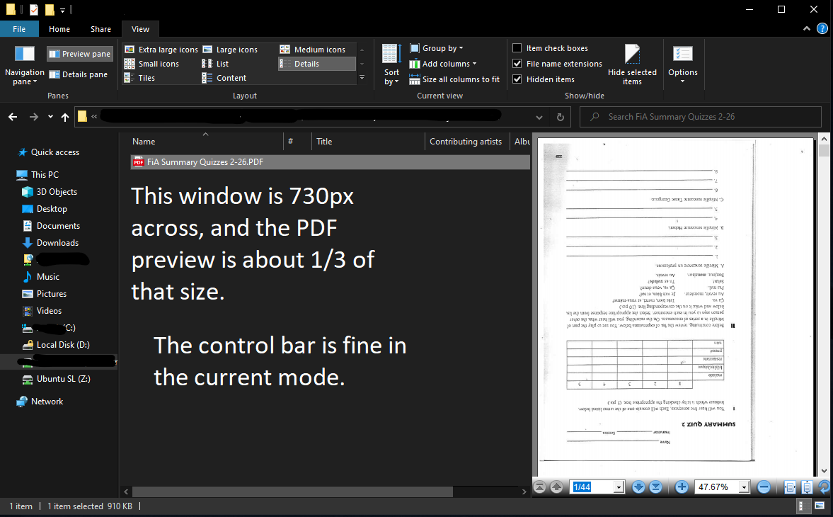 Improve responsiveness of control bar in Windows Explorer Preview mode ...
