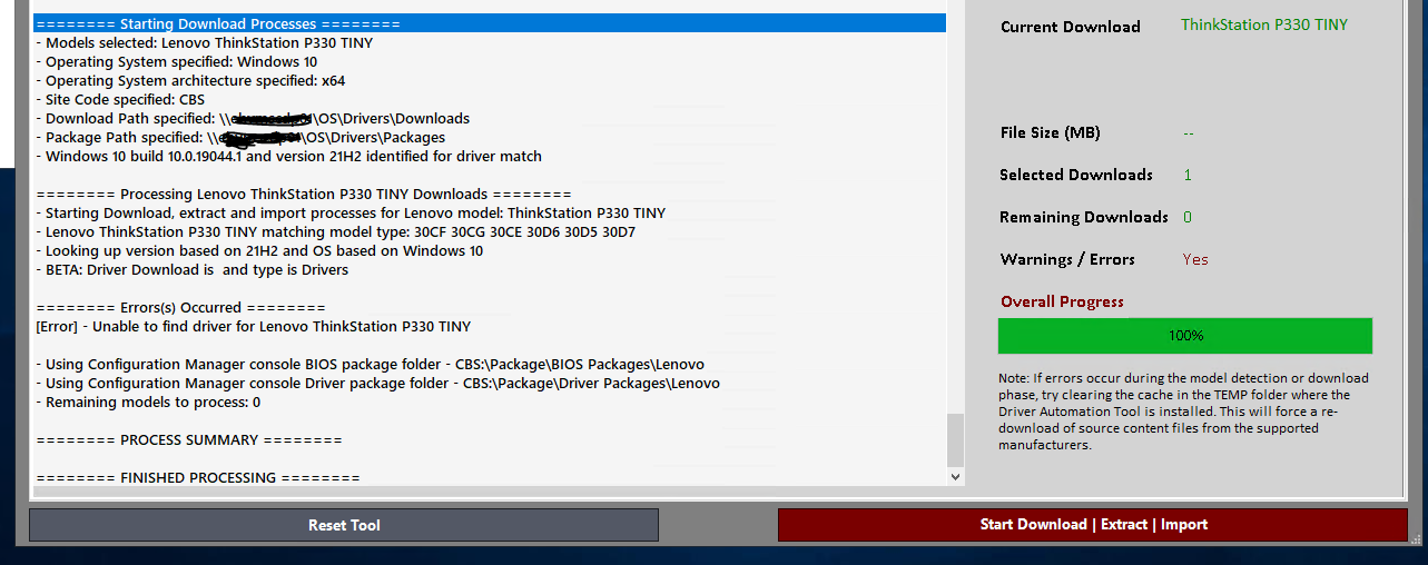 Lenovo Driver not downloading · Issue #401 · maurice-daly/DriverAutomationTool · GitHub