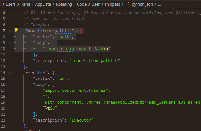 User snippet disappears from autocomplete dropdown menu after typing more than one letter ...