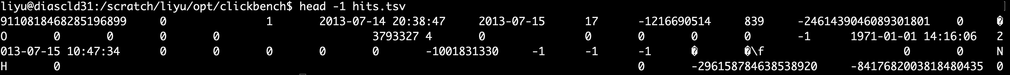 [pixels-core] timestamp is not correct in clickbench dataset · Issue #556 · pixelsdb/pixels · GitHub